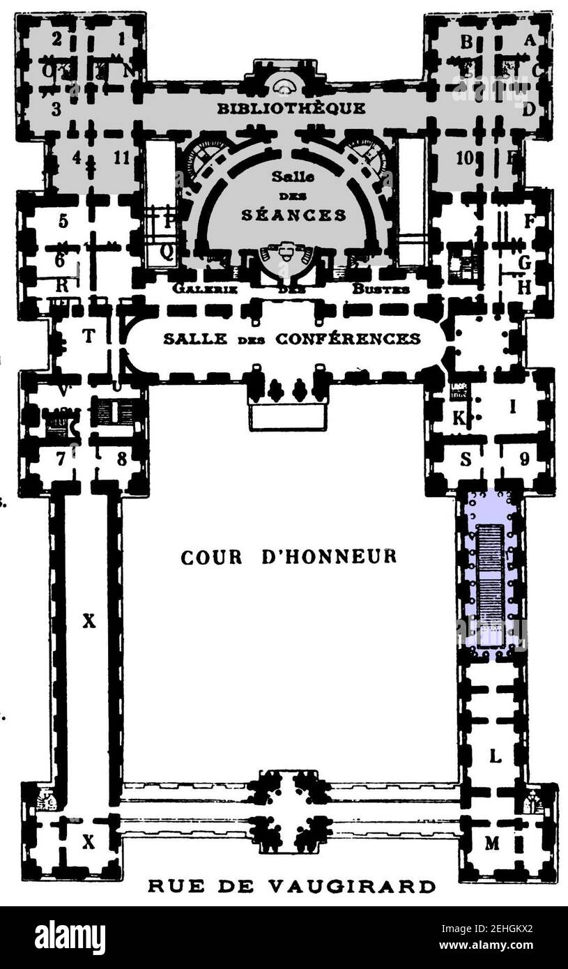 Palais du Luxembourg plan 1904 - Hustin 1904 p86 Stock Photo - Alamy