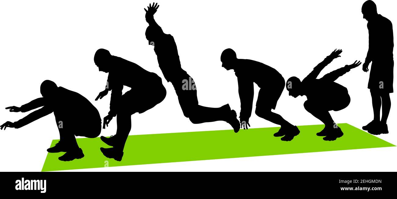 Silhouettes man long jump on white background Stock Vector Image & Art ...