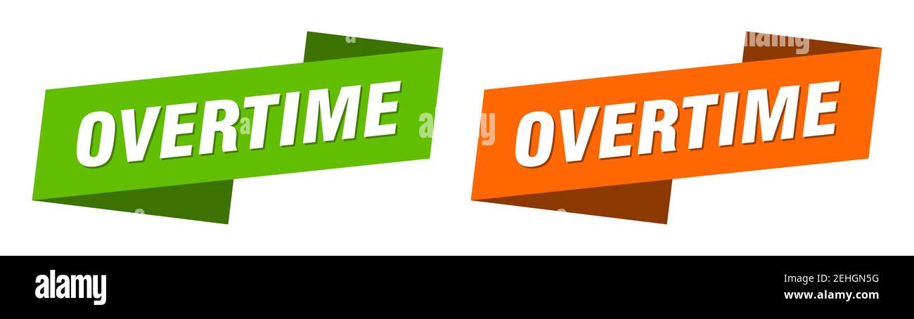 overtime ribbon label sign set. overtime banner Stock Vector Image ...