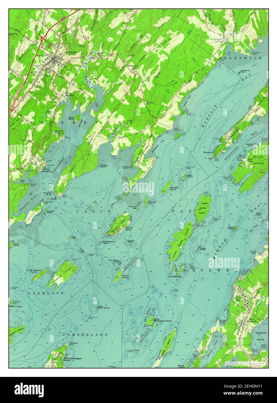 Freeport, Maine, map 1957, 1:24000, United States of America by ...