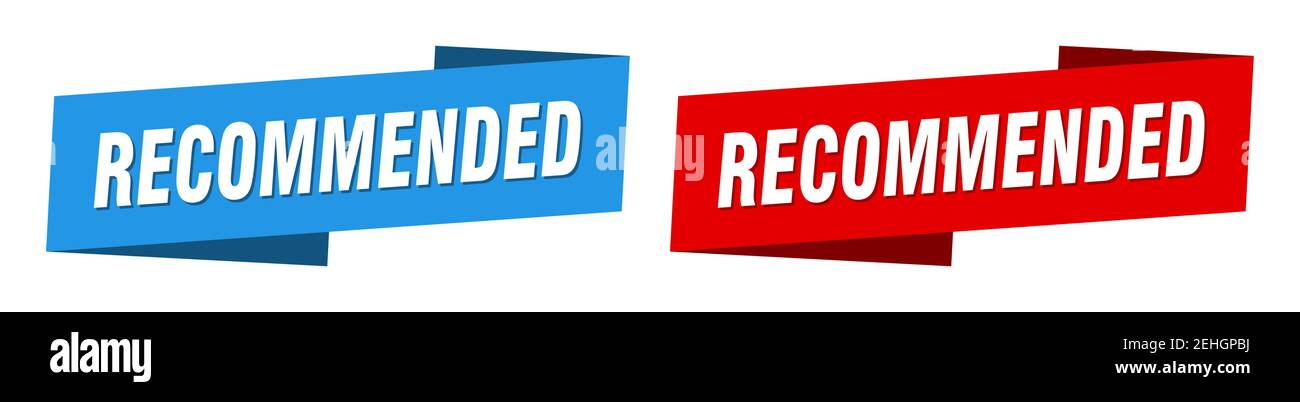 recommended ribbon label sign set. recommended banner Stock Vector ...