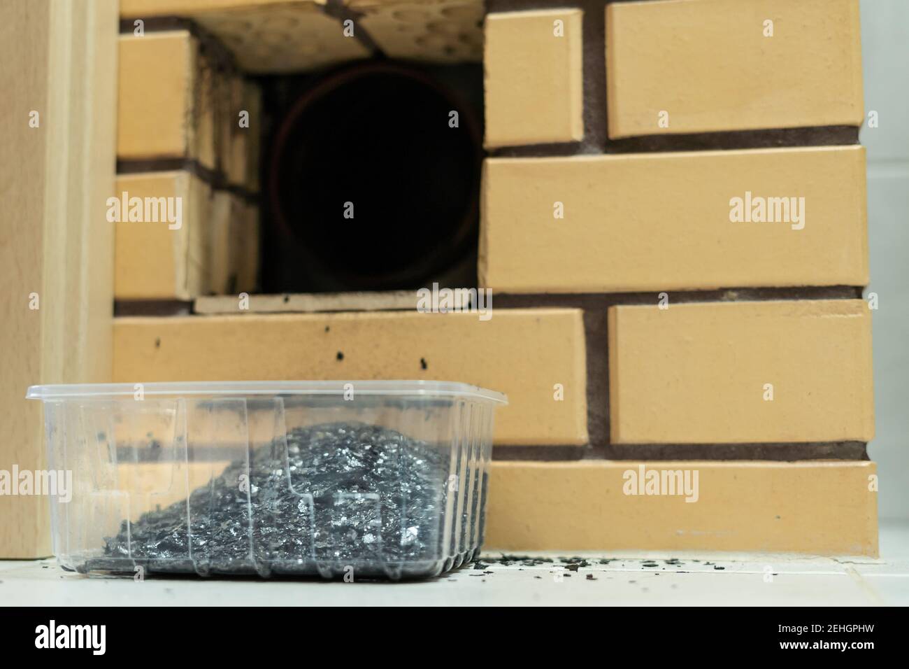 The process of cleaning the chimney pipe from tar and tar deposits ...