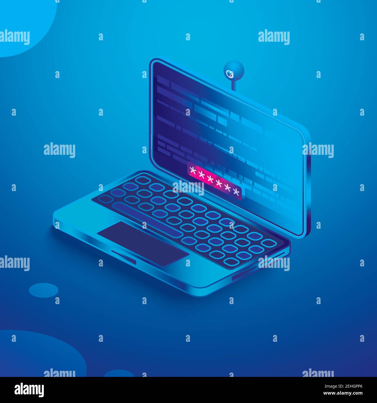 Isometric Laptop in Blue Colors. Vector Illustration. Notebook with Web ...