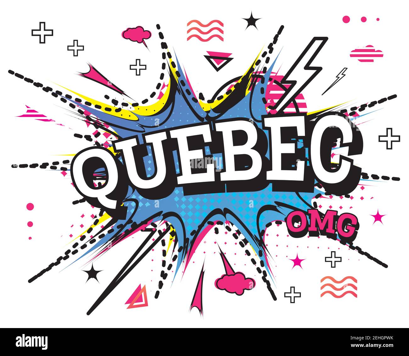 Quebec Comic Text in Pop Art Style Isolated on White Background. Vector ...