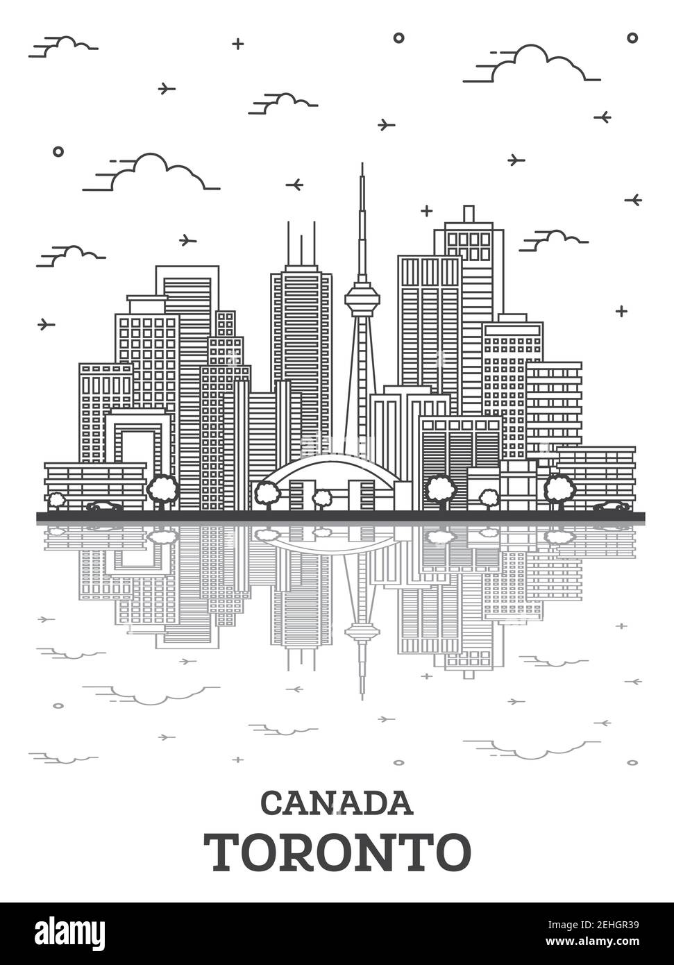 Outline Toronto Canada City Skyline with Modern Buildings and ...