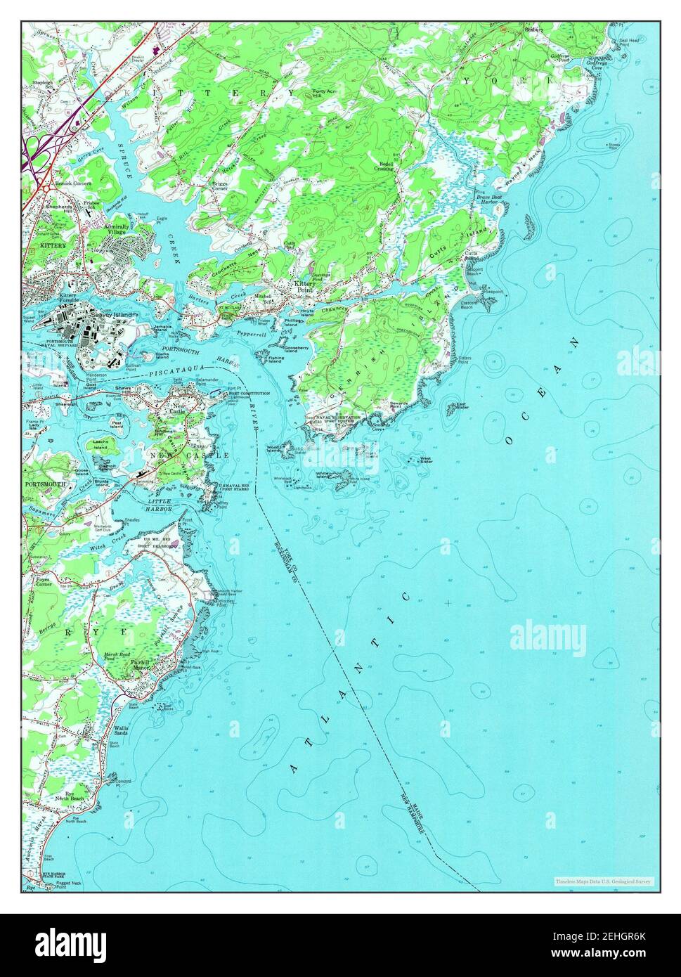 Kittery, Maine, map 1956, 1:24000, United States of America by Timeless ...