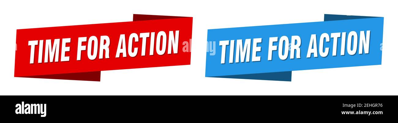 Time action ribbon label hi-res stock photography and images - Alamy