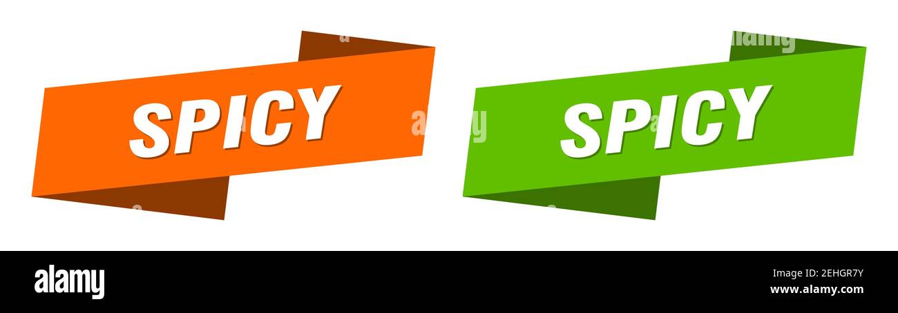 spicy ribbon label sign set. spicy banner Stock Vector Image & Art - Alamy