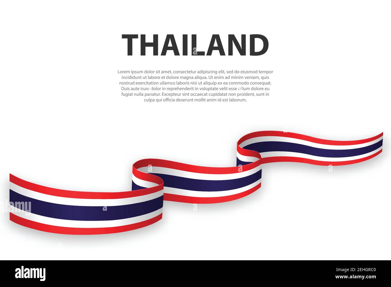 Waving ribbon or banner with flag of Thailand. Template for ...
