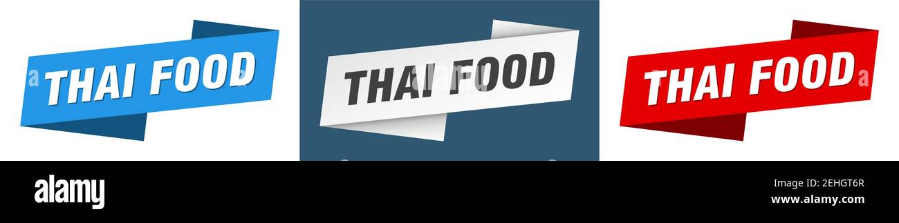 thai food ribbon label sign set. thai food banner Stock Vector Image ...