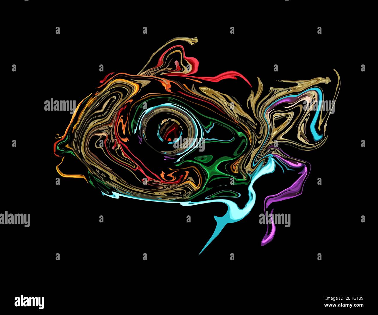 a single isolated abstract neon fish. colorful vector illustration ...