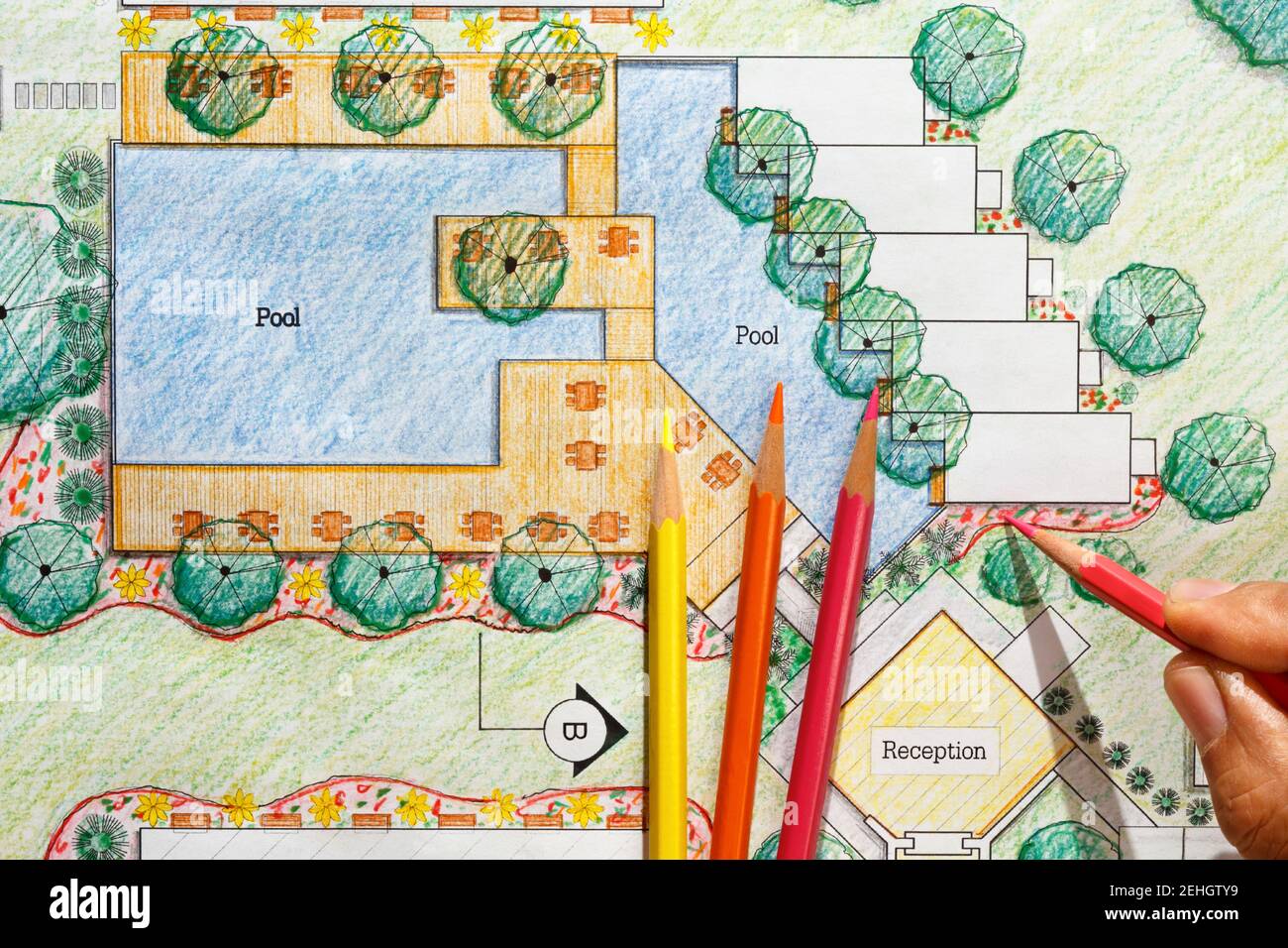 Landscape Architect Design hotel resort plan Stock Photo - Alamy