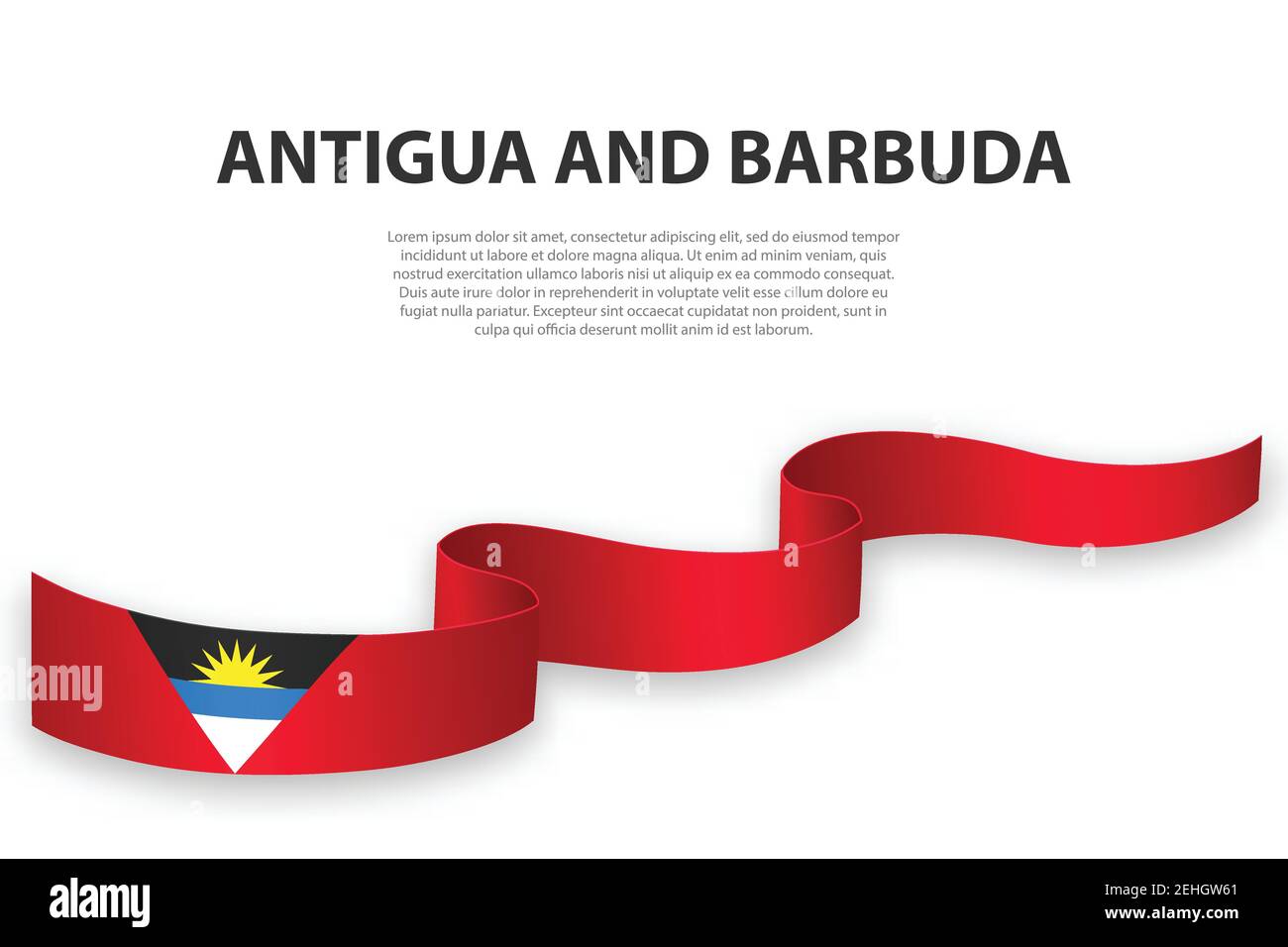 Waving ribbon or banner with flag of Antigua and Barbuda. Template for ...
