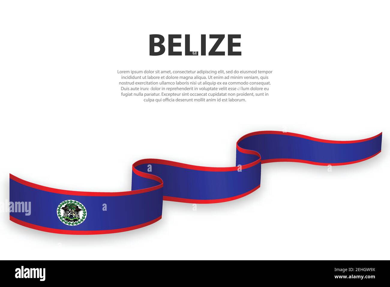Waving ribbon or banner with flag of Belize. Template for independence ...