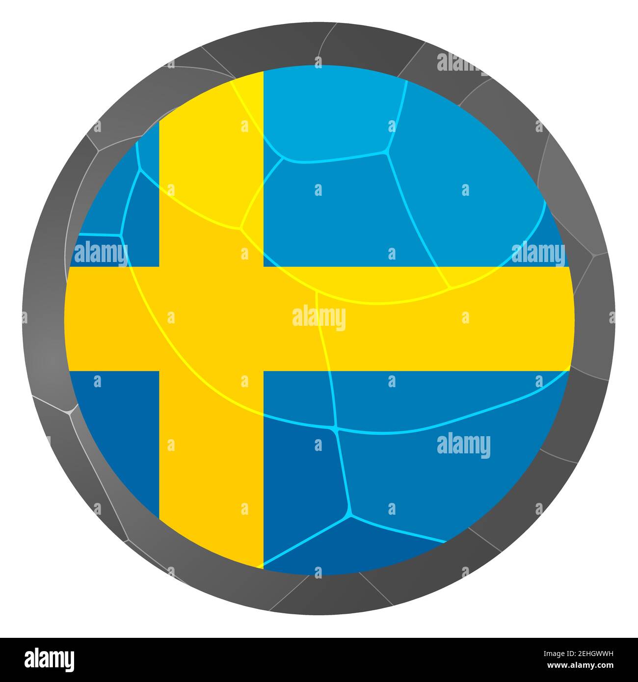 Glass light ball with flag of Sweden. Round sphere, template icon ...