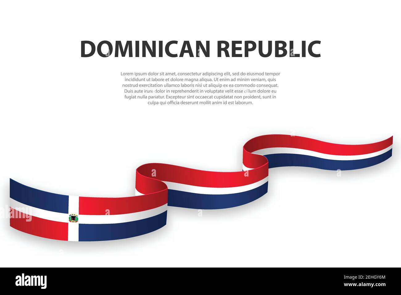 Waving ribbon or banner with flag of Dominican Republic. Template for ...