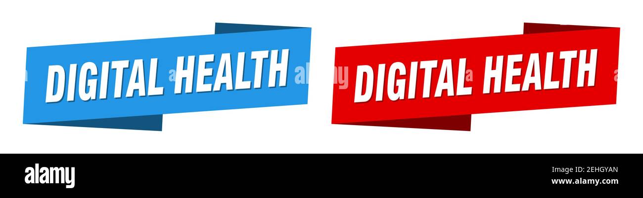 digital health ribbon label sign set. digital health banner Stock ...