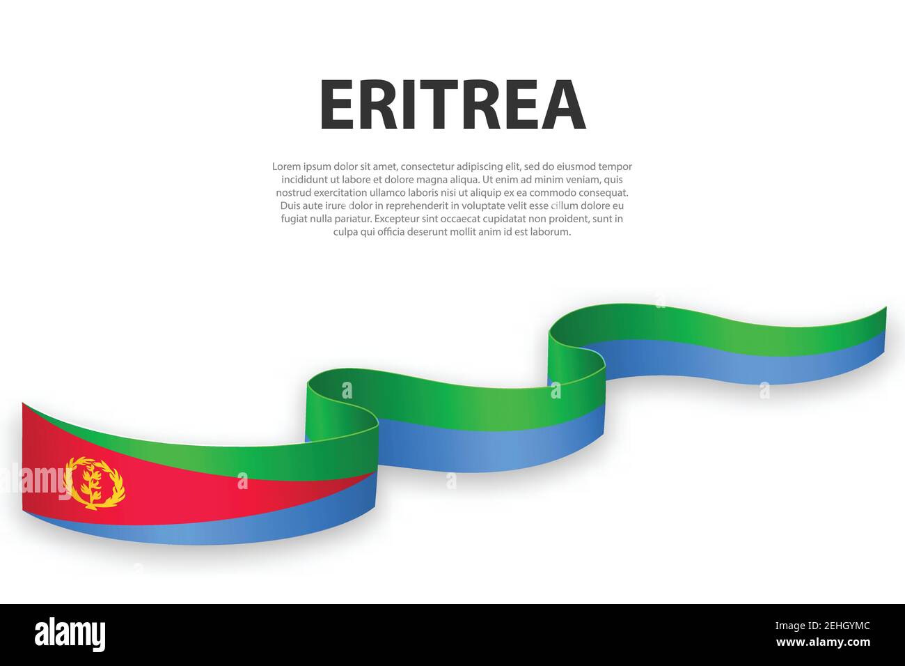Waving ribbon or banner with flag of Eritrea. Template for independence ...
