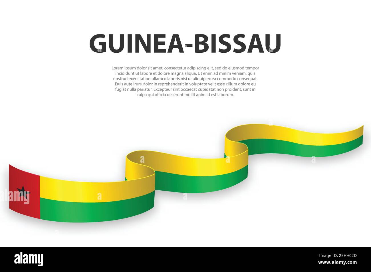 Waving ribbon or banner with flag of Guinea-Bissau. Template for independence day poster design ...