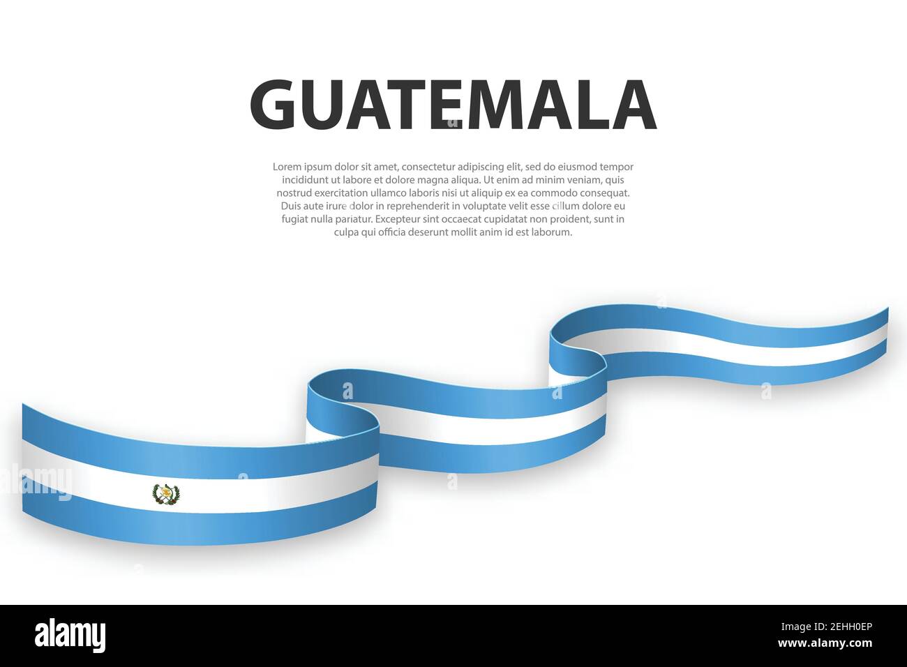 Waving ribbon or banner with flag of Guatemala. Template for ...