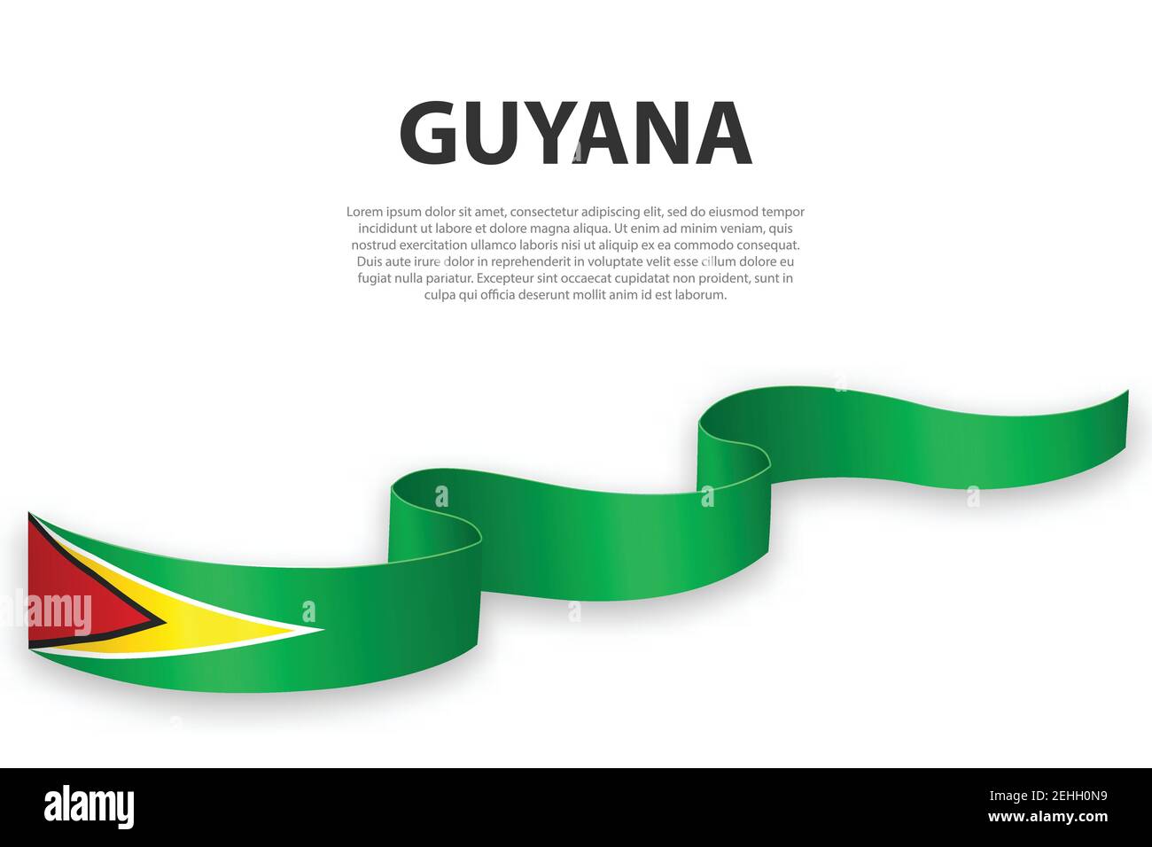 Waving ribbon or banner with flag of Guyana. Template for independence day poster design Stock ...