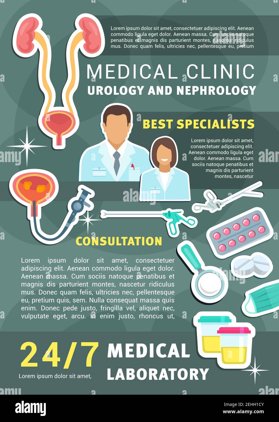Urology and nephrology medical clinic promo poster with doctor ...