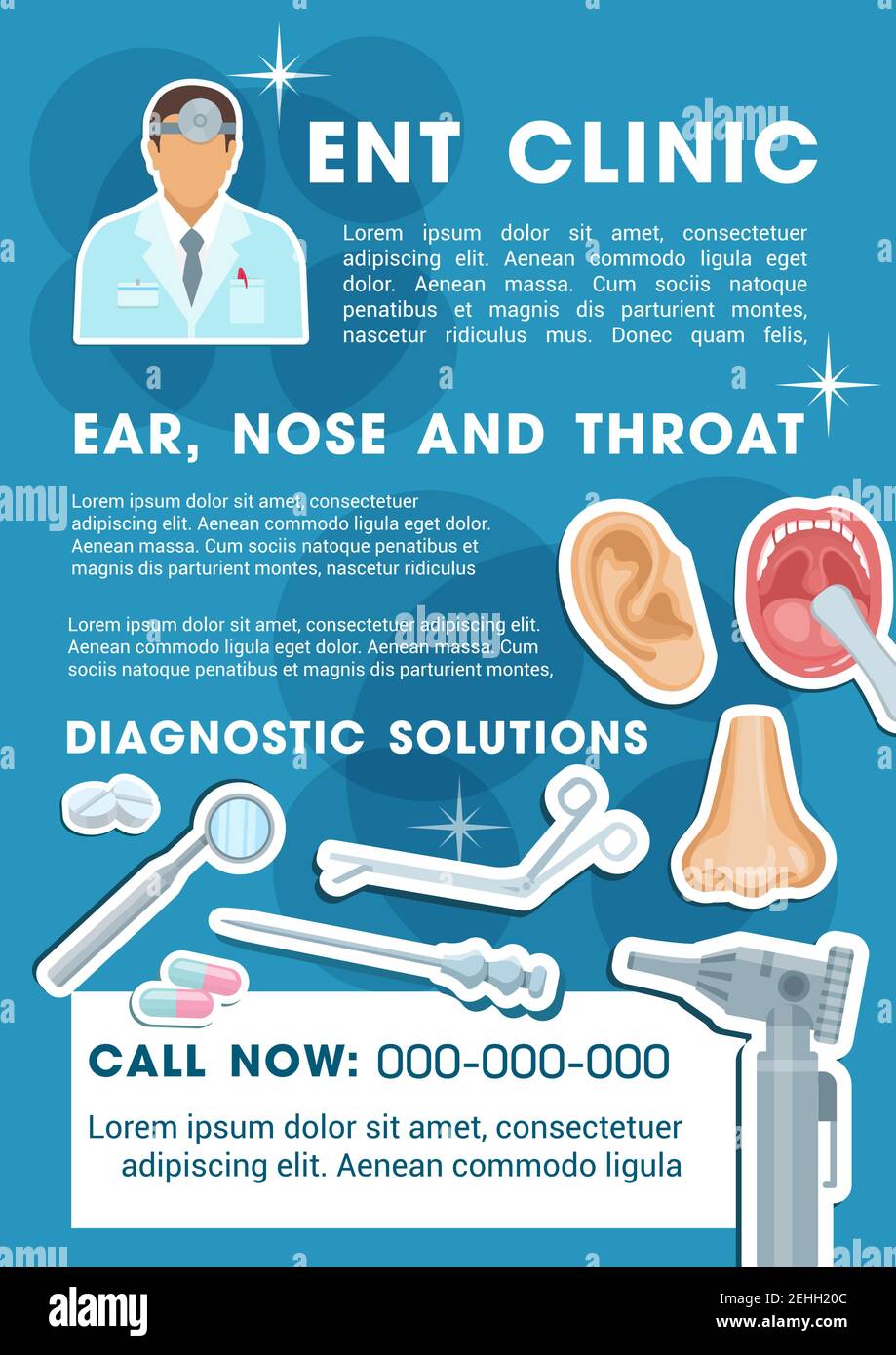 Otorhinolaryngology medicine banner for ENT clinic promotion template ...
