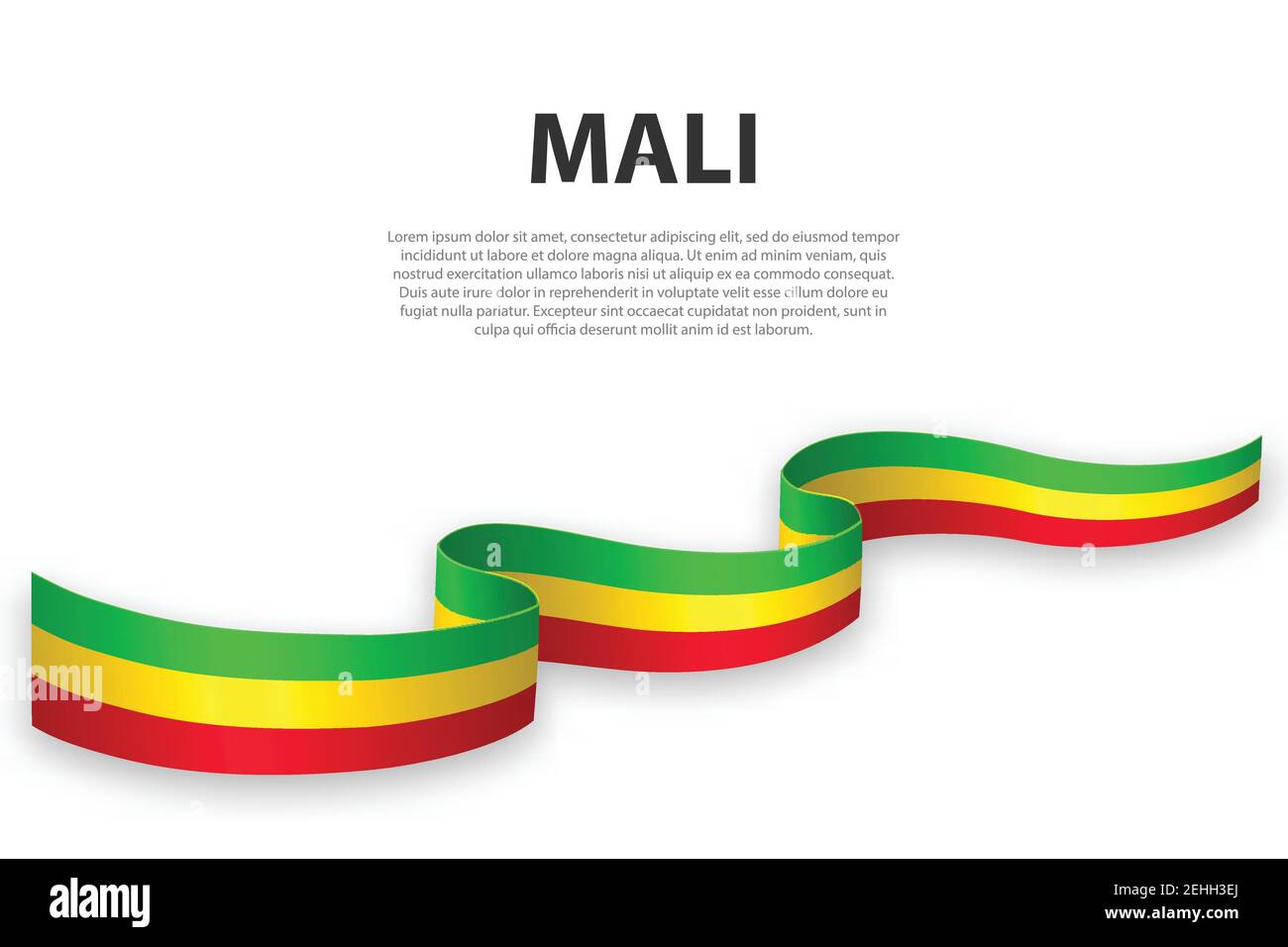 Waving ribbon or banner with flag of Mali. Template for independence ...