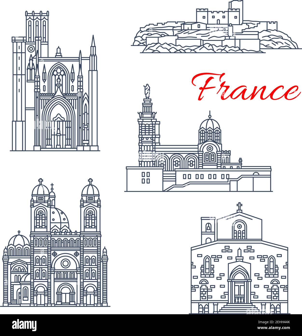France architecture landmarks and famous Marseilles historic buildings ...
