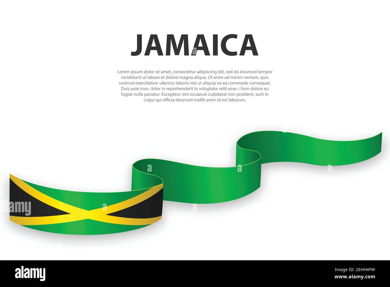 Waving ribbon or banner with flag of Jamaica. Template for independence ...