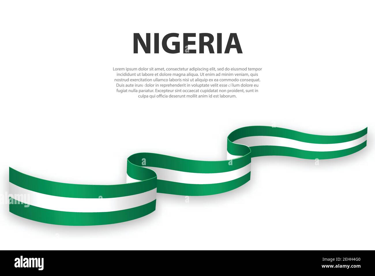 Waving ribbon or banner with flag of Nigeria. Template for independence ...