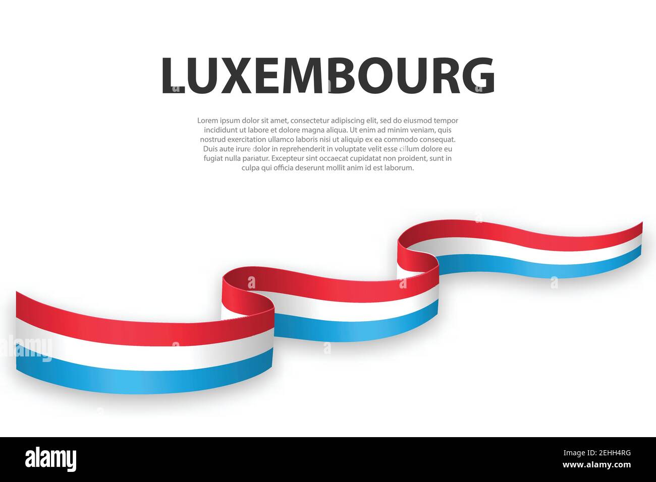 Waving ribbon or banner with flag of Luxembourg. Template for ...