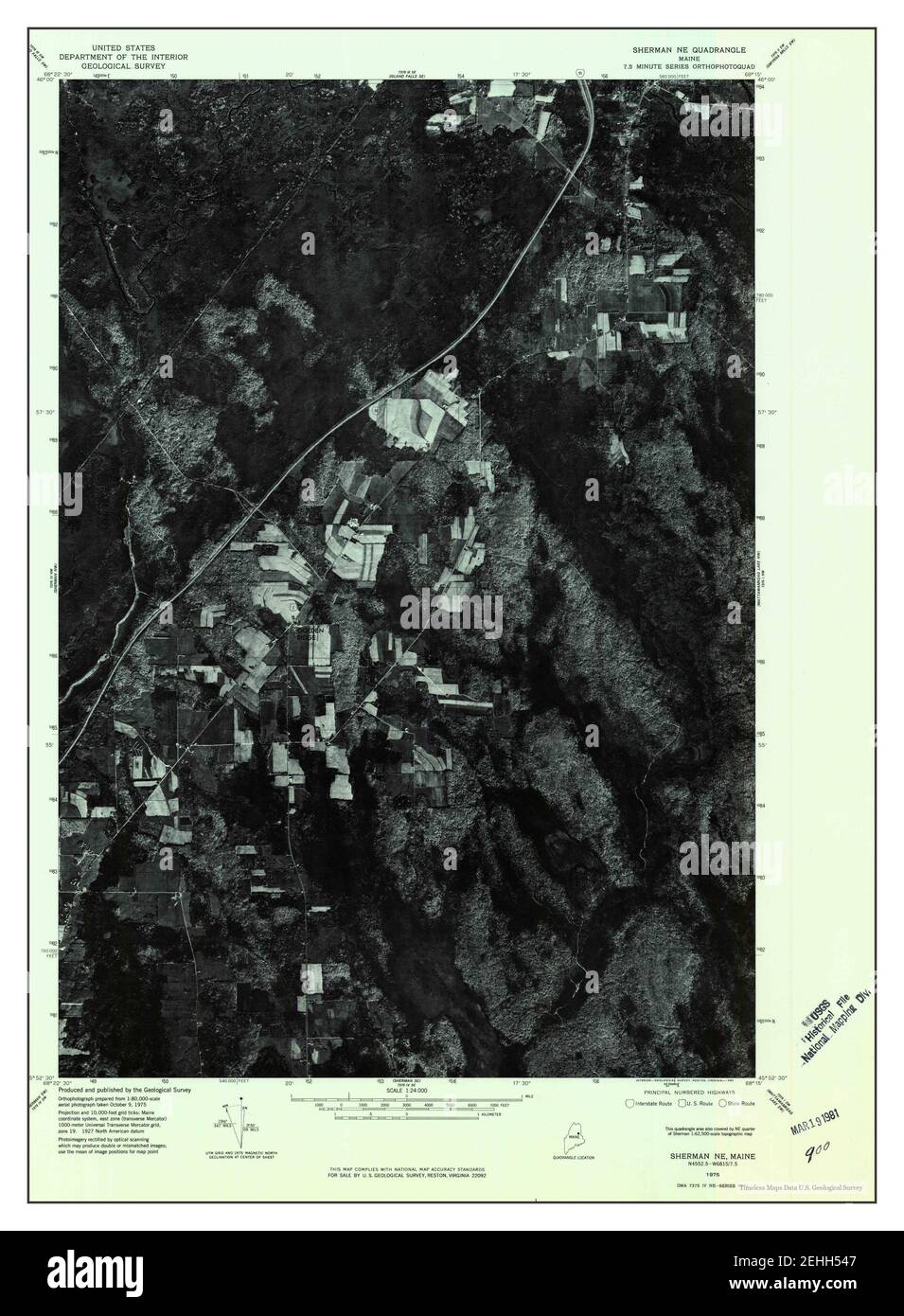 Sherman NE, Maine, map 1975, 1:24000, United States of America by ...