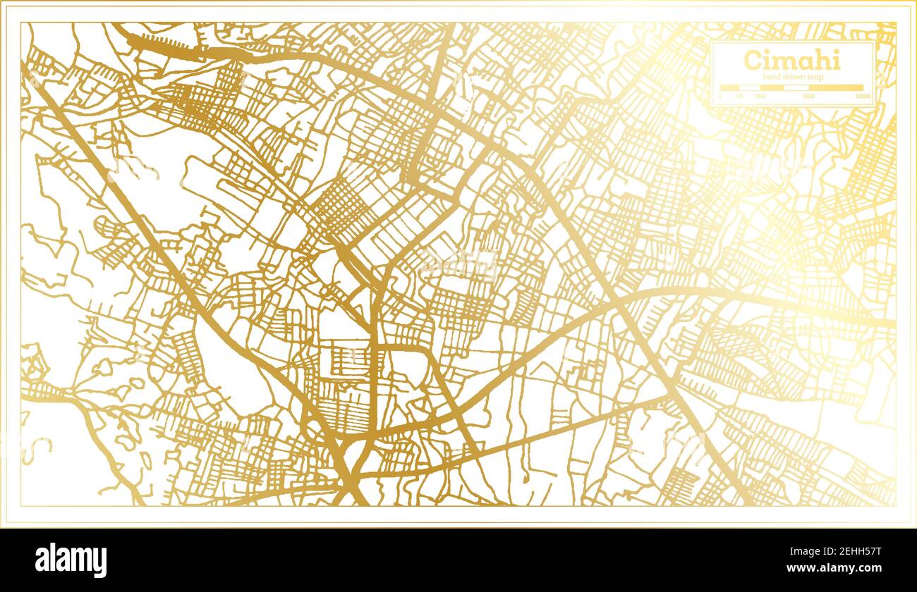 Cimahi Indonesia City Map in Retro Style in Golden Color. Outline Map ...