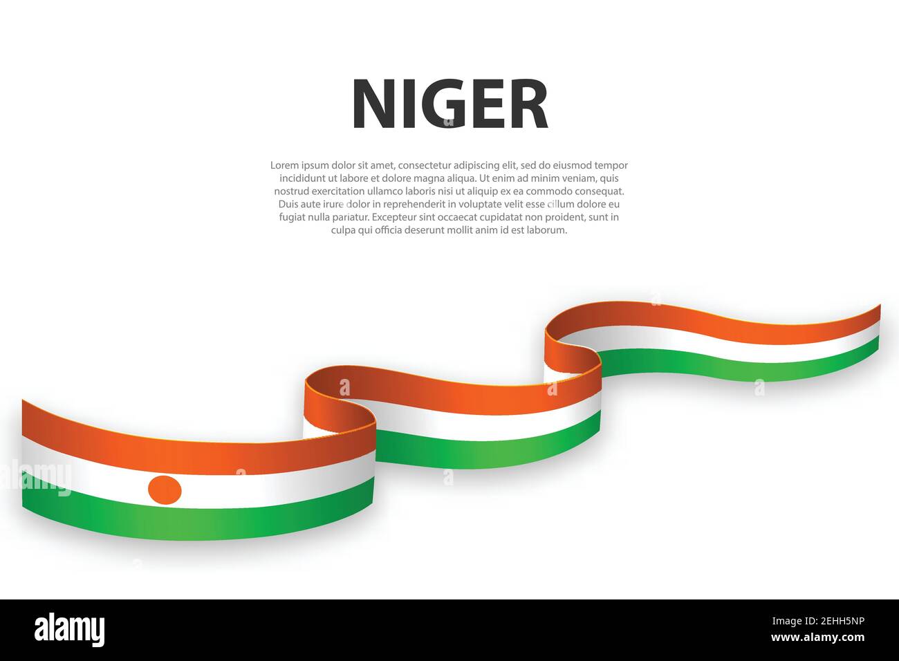 Waving ribbon or banner with flag of Niger. Template for independence ...