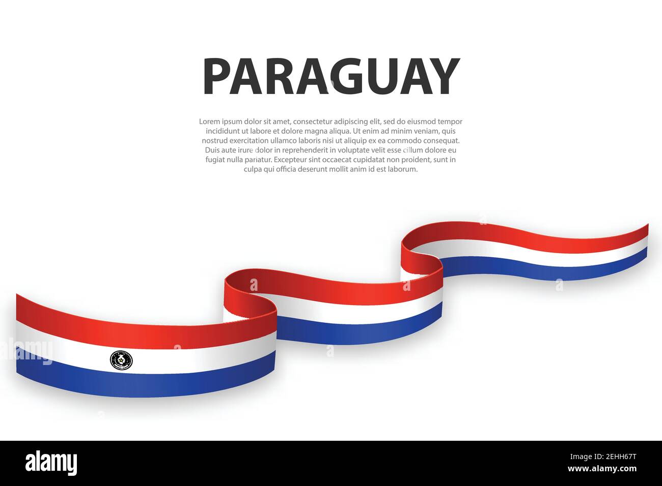 Waving ribbon or banner with flag of Paraguay. Template for ...