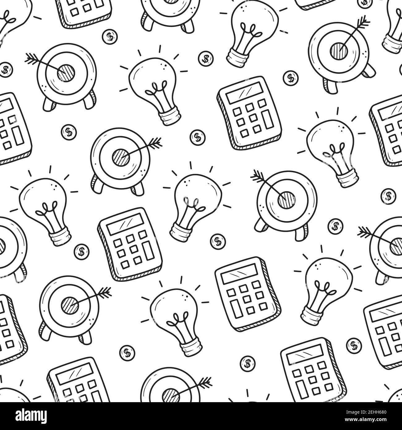 Hand drawn seamless pattern of business and finance elements, money ...