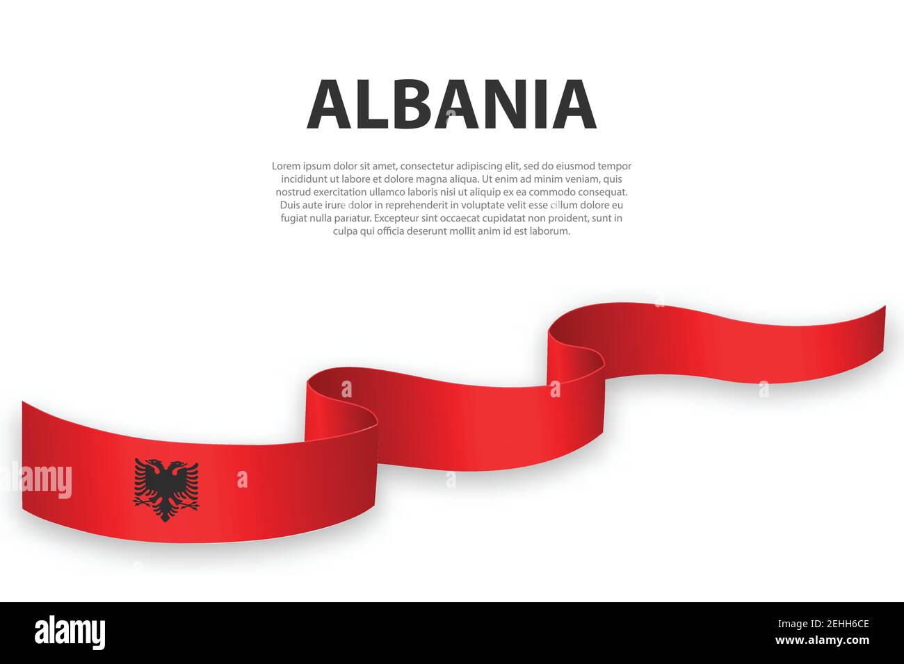 Waving ribbon or banner with flag of Albania. Template for independence ...