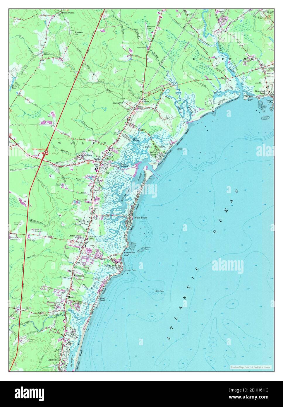 Map of wells maine Cut Out Stock Images & Pictures - Alamy