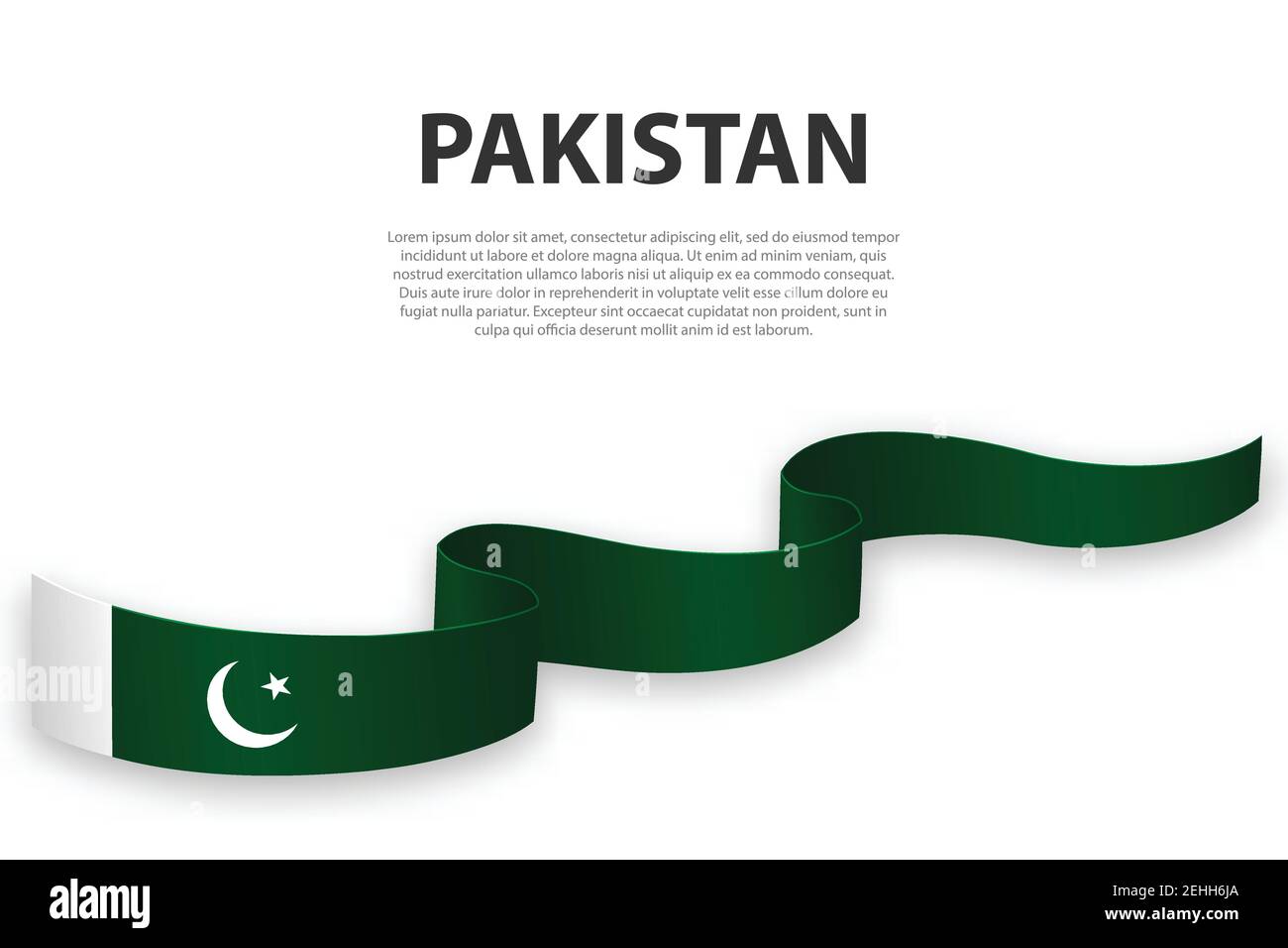 Waving ribbon or banner with flag of Pakistan. Template for ...