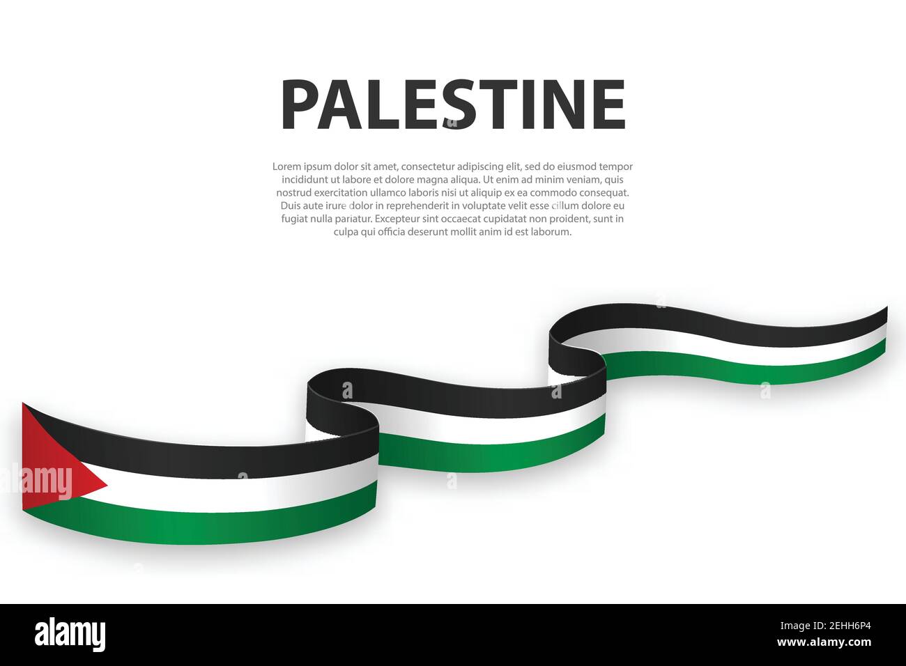 Waving ribbon or banner with flag of Palestine. Template for ...