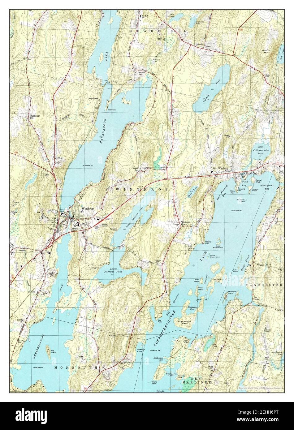 Winthrop maine map hi-res stock photography and images - Alamy