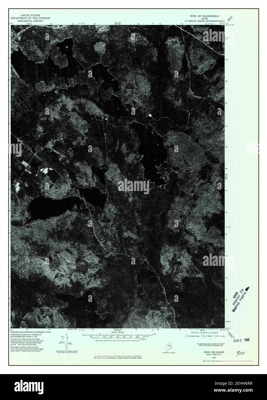 Winn SW, Maine, map 1975, 1:24000, United States of America by Timeless ...