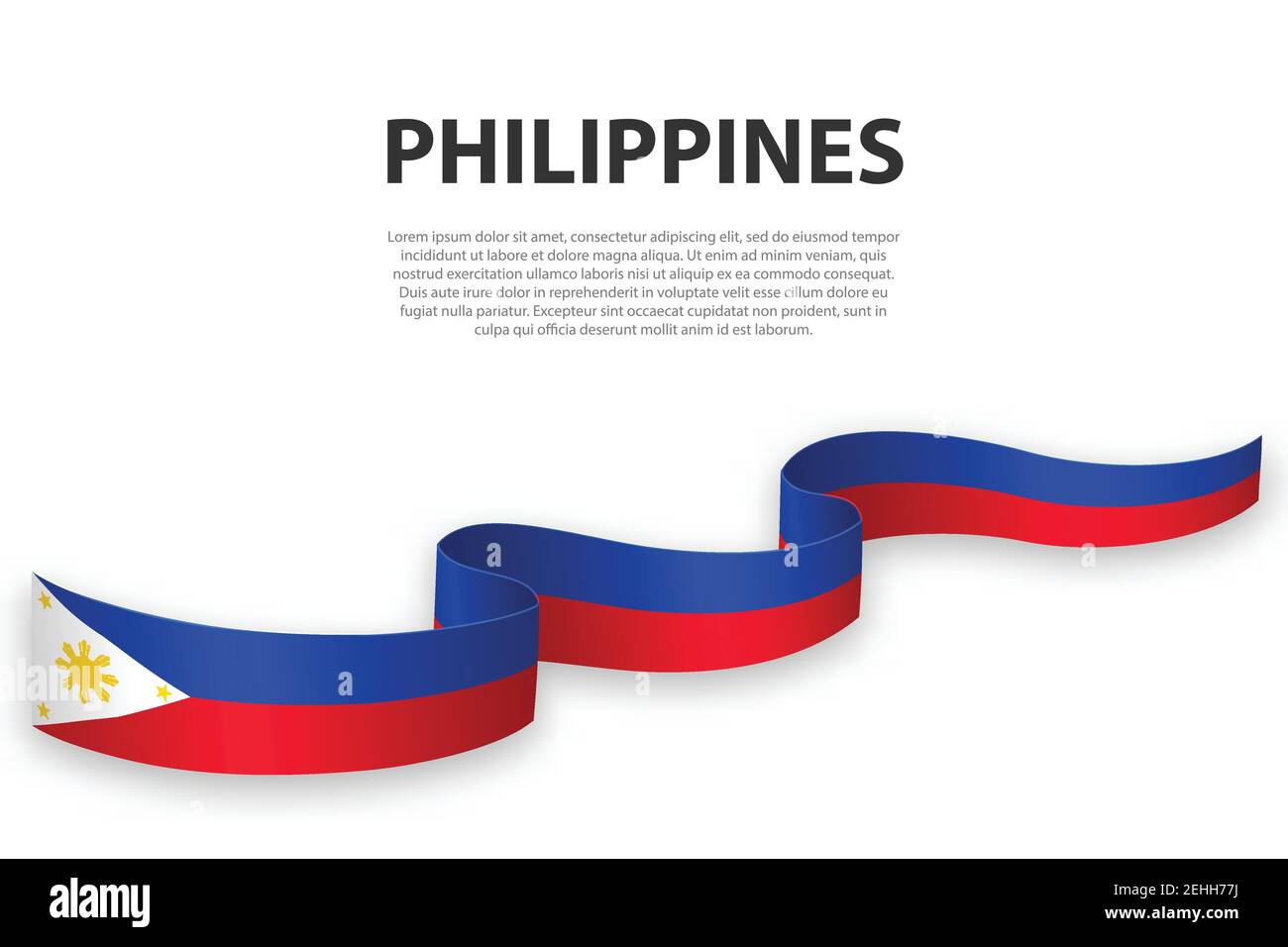 Waving ribbon or banner with flag of Philippines. Template for ...