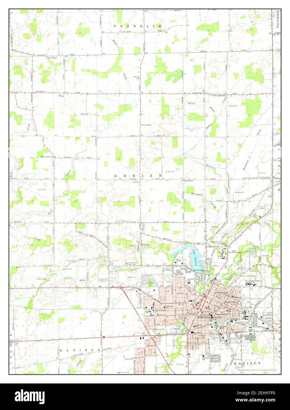 Adrian, Michigan, map 1962, 1:24000, United States of America by ...