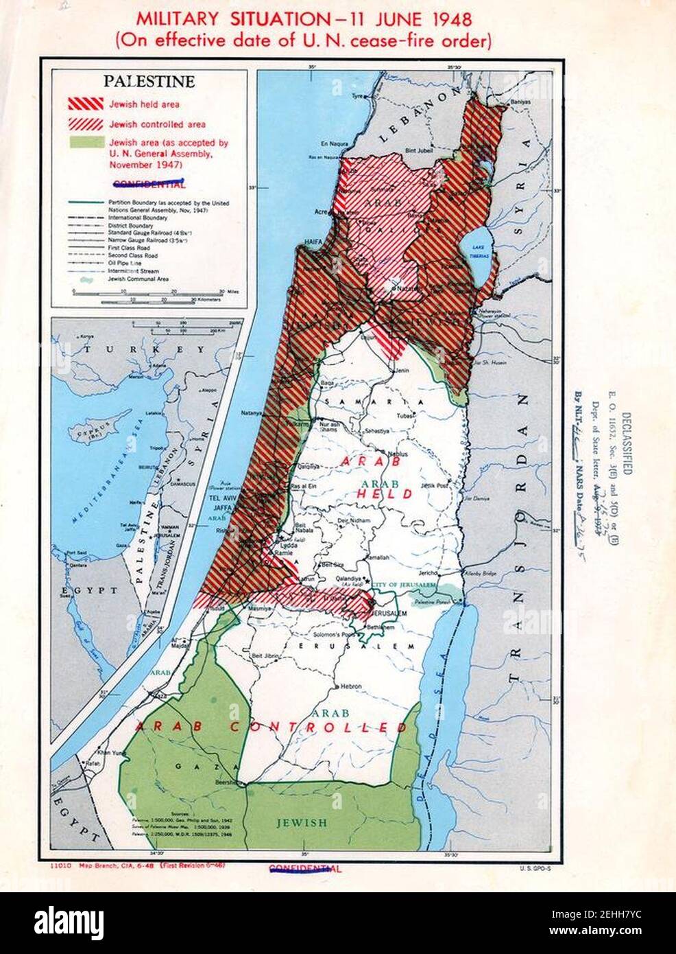 Palestine Military Situation, June 11, 1948, Truman Papers Stock Photo ...