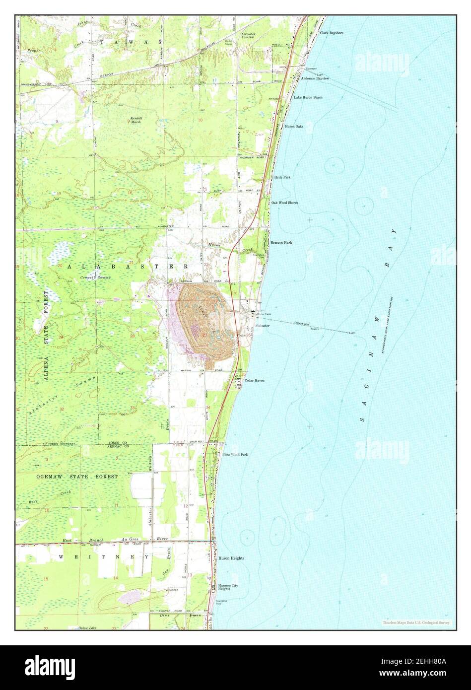 Alabaster, Michigan, map 1966, 1:24000, United States of America by ...