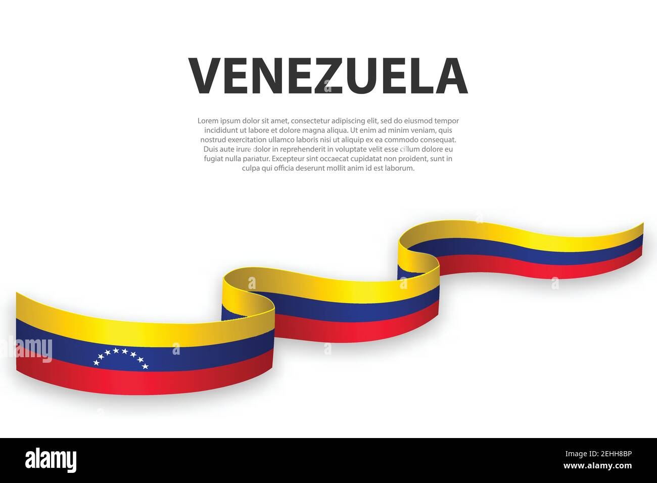 Waving ribbon or banner with flag of Venezuela. Template for ...