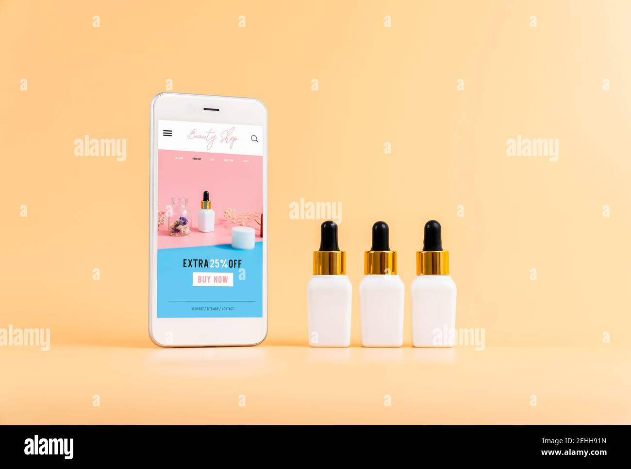 Design of the smartphone screen, Application of cosmetics online. serum ...