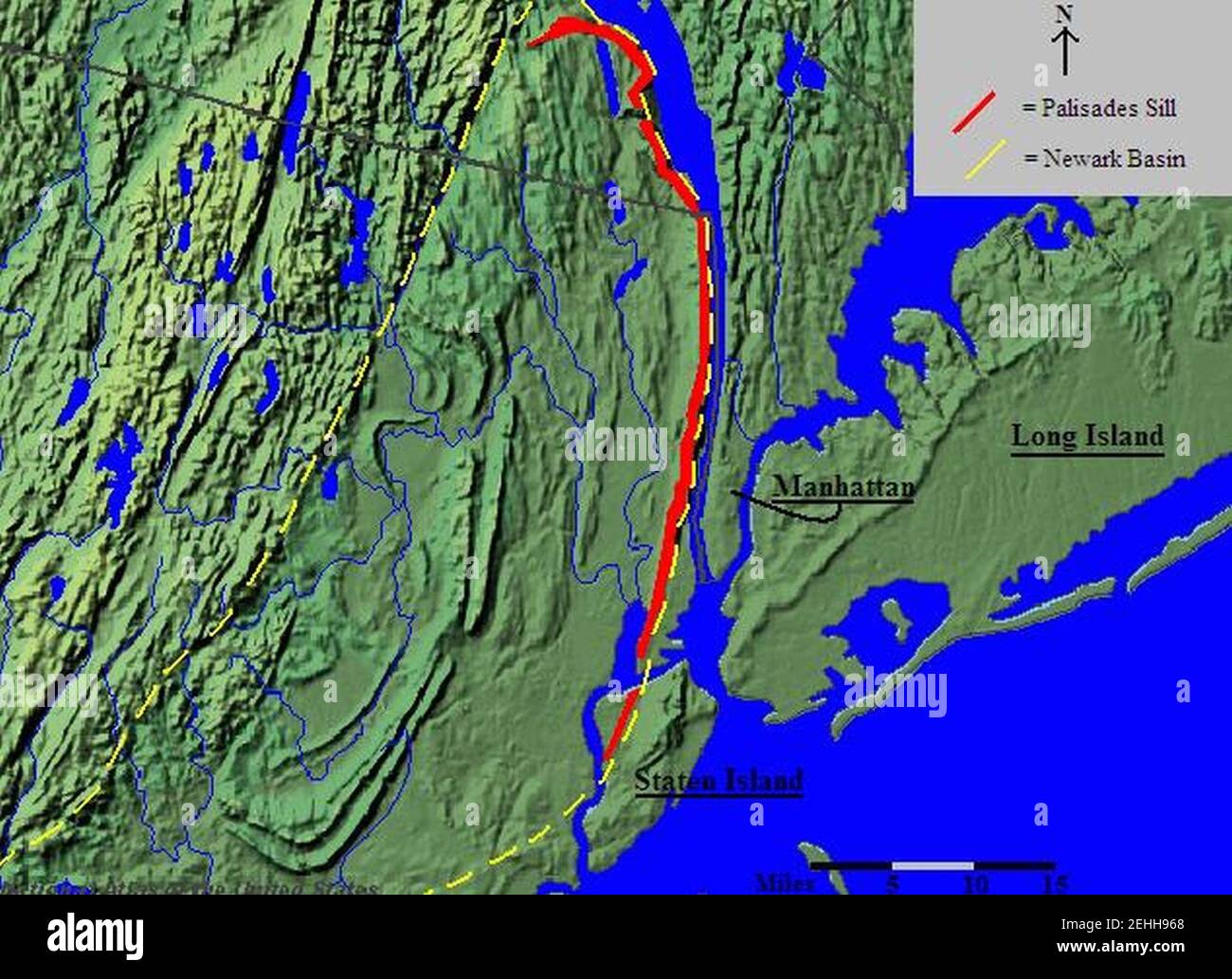 Palisades Sill Location Map Stock Photo - Alamy